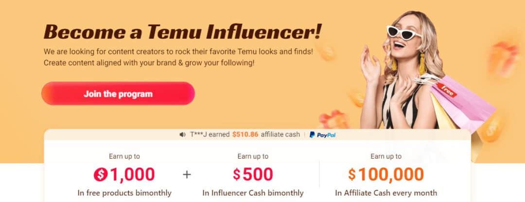 TEMU Influencer Program - Earn Up To $100,000 Each Month